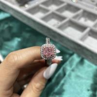 China ZKZ Diamonds 1ct Lab Created Pink Diamond Engagement Ring Cushion Cut IGI Certified for sale