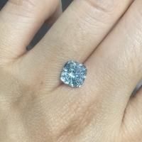 China Fancy Intense Blue Man Made CVD Colored Diamond Cushion Shape 3+ct for sale