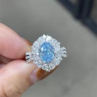 China IGI Certified Lab Diamond Jewelry 1.99ct Blue Oval Cut Wedding Ring for sale