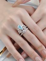 China Lab Grown Diamond Ring 1.23ct Fancy Intense Blue Pear Cut VS Clarity IGI Certified 18k Gold for sale