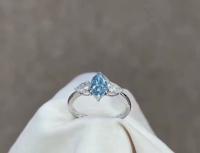 China 0.84ct Fancy Vivid Blue Lab Grown CVD Diamond Marquise Ring VS Clarity 18k White Gold for sale