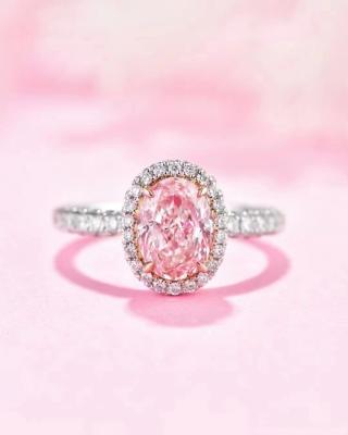 China Lab Grown Pink Diamond Engagement Ring 1.97CT Oval Cut Design for sale