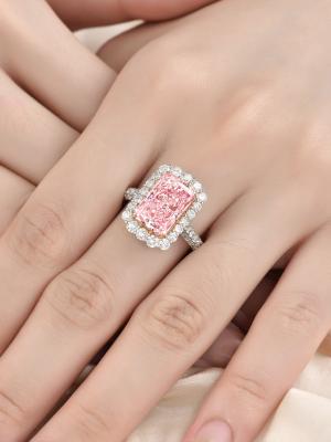 China Lab Grown Pink Diamond Engagement Ring Wedding Ring Radiant Cut Design for sale