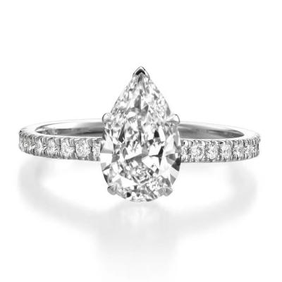 China White Diamond Engagement Ring Lab Diamond Jewelry Custom Pear Cut Shape working days7-10days for sale