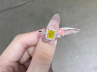 China 1.08ct Lab Grown HPHT Fancy Vivid Yellow Diamond Radiant Cut VS1 IGI Certified 18k White Gold Ring for sale