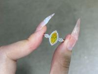 China 1.03ct Fancy Vivid Yellow Lab Created Diamond Marquise Ring 18k White Gold VVS1 for sale