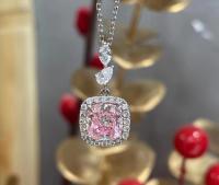 China 1.63ct Pink Cushion Cut Laboratory Diamond Necklace 18k White Gold with IGI Certification for sale