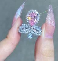 China 2.47ct VVS2 Pink Diamond Engagement Ring Wedding Ring Pear Cut Jewelry Design for sale