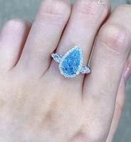 China IGI Certified 2.32ct Blue Pear Cut CVD Diamond Engagement Ring 18K White Gold for sale