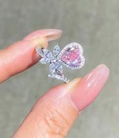 China 2CT Lab Grown Pink Heart CVD Diamond Solitaire Engagement Ring VS1 Clarity for sale