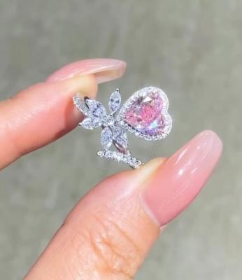China 2CT Lab Grown Pink Heart CVD Diamond Solitaire Engagement Ring VS1 Clarity for sale
