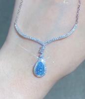 China Blue Pear Lab Created Diamond Necklace 1.5 Carat VVS2 Clarity 18K White Gold IGI Certified Jewelry for sale