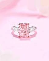 China 18k White Gold Lab Grown Diamond Ring 4.31ct Fancy Pink Radiant Cut VS Clarity for sale