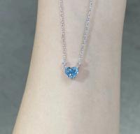 China 1.51ct CVD Lab-Grown Blue Diamond Heart Cut Pendant in 18k White Gold with IGI Certificate for sale