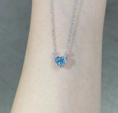 China 1.51ct CVD Lab-Grown Blue Diamond Heart Cut Pendant in 18k White Gold with IGI Certificate for sale
