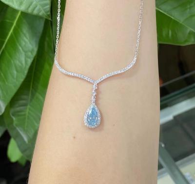 China 1.75ct CVD Lab Grown Blue Diamond Pendant with 10 Mohs Hardness and IGI Certification in 18k White Gold for sale