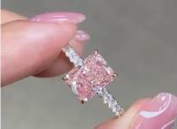 China 2.26ct Lab Grown Pink Diamond Engagement Ring 18K White Gold Radiant Cut VS1 for sale