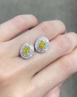 China Oval Brilliant Cut Lab Diamond Stud Earrings 0.5ct VS1-VVS2 Yellow CVD Certified Jewelry for sale
