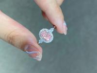 China Laboratory Grown Pink Synthetic Diamond Ring Oval Shape VS Center Stone Gold for sale