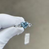 China 1.27ct Man Made Diamond Rings Synthetic Blue Heart Shape for sale