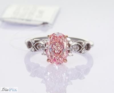 China IGI Certified 2.22ct Lab Grown Pink Oval Diamond Ring 18K White Gold Fancy VS2 for sale