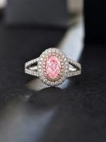 China 0.89ct Lab Grown Fancy Pink CVD Diamond Oval Cut VS2 IGI Certified 18K White Gold Ring for sale