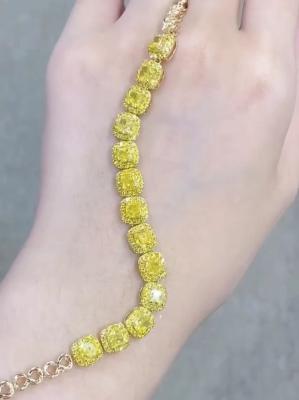 China 6.213ct Yellow Cushion Diamond Tennis Bracelet with VS Clarity and Excellent Cut - Lab Grown Diamonds for sale