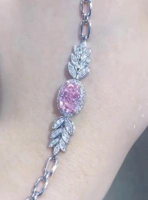 China 2.72ct Pink Oval Cut CVD Diamond Tennis Bracelet - VS1 Clarity, NGTC Certified Lab-Grown Diamond Jewelry for sale