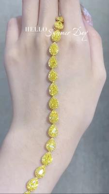 China 13.68ct Fancy Yellow Pear Diamond Bracelet in 18k White Gold with VS Clarity - Lab Grown Tennis Style for sale