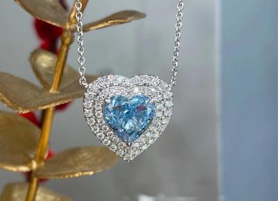 China IGI Certified Blue Heart CVD Diamond Pendant 2.63ct VS1 Clarity Excellent Cut Lab Created Jewelry for sale