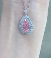 China 3.46ct Pink Pear Lab Diamond Pendant Necklace with VS1 Clarity and IGI Certification for sale