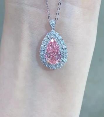 China 3.46ct Pink Pear Lab Diamond Pendant Necklace with VS1 Clarity and IGI Certification for sale