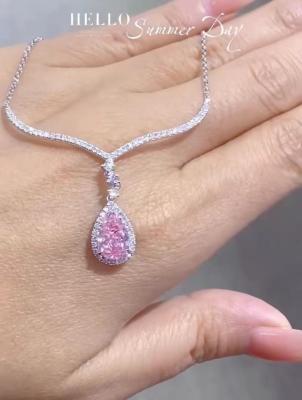 China 1.97ct Pink Pear Cut Lab Grown Diamond Pendant Necklace - IGI Certified VS1 Clarity Excellent Cut for sale