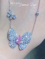 China Custom Pink Pear Cut Lab Diamond Pendant Necklace 1.67ct VVS2 Clarity IGI Certified Butterfly Design for sale