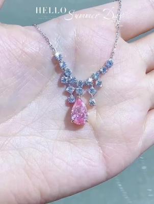 China IGI Certified Lab Grown Diamond Pendant 2.84ct Pink Pear Cut VS1 Clarity Excellent Cut CVD Diamond Jewelry for sale