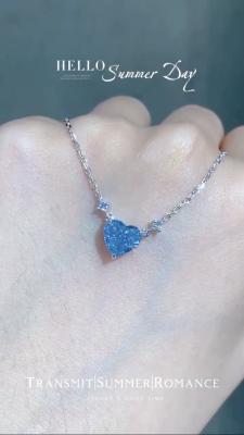 China Blue Heart Cut Lab Created Diamond Pendant Necklace 1.51ct VS1 Clarity NGTC Certified CVD Diamond Jewelry for sale