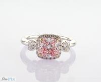 China Custom 1.61ct Fancy Pink Cushion Cut Lab Grown Diamond Ring with 2.094ct Total Weight and VS1 Clarity for sale
