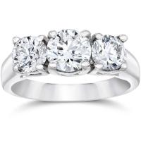 China IGI Certified Lab Grown Diamond Ring 3 Stone Round VVS2 Excellent Cut White CVD Engagement Wedding Band for sale