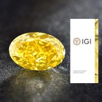 China Lab Created Yellow Diamonds 1.00ct Fancy Vivid Yellow VS1 Oval Shape HPHT for sale