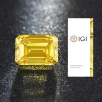 China IGI Certificated Lab Created Yellow Diamonds 3.45ct Fancy Vivid Emerald Cut for sale