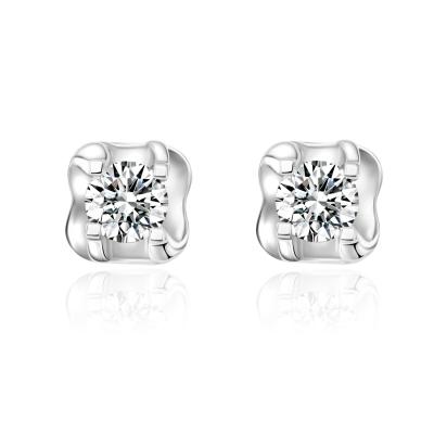China 18k Gold Lab Grown Diamond Earrings 0.3ct+ Round Shape with NGTC Certification for Women for sale