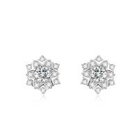 China Snowflake Design 18k Gold Lab Grown Diamond Earrings 0.2ct+ with NGTC Certification and 10.0 Mohs Hardness for sale
