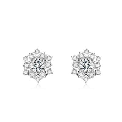 China Snowflake Design 18k Gold Lab Grown Diamond Earrings 0.2ct+ with NGTC Certification and 10.0 Mohs Hardness for sale