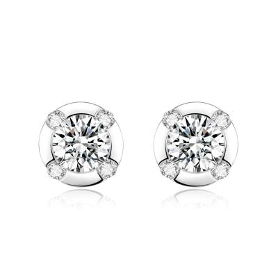 China 18k Gold Lab Grown Diamond Earrings with 0.3ct+ Round Diamonds and NGTC Certification for sale