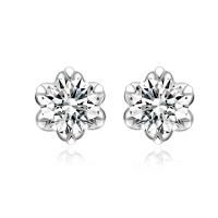 China NGTC Certified 0.5ct Round Shape HPHT Lab Grown Diamond Earrings in 18k Gold with Flower Design for sale