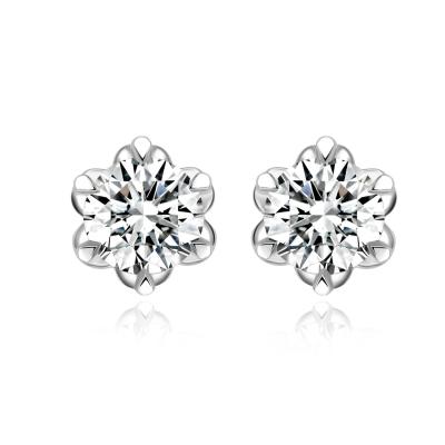 China NGTC Certified 0.5ct Round Shape HPHT Lab Grown Diamond Earrings in 18k Gold with Flower Design for sale