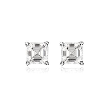 China Asscher Shape 18k Gold Lab Grown Diamond Earrings 1ct+ with NGTC Certificate and EX Cut Quality for sale