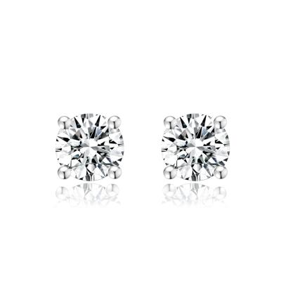 China 18k Gold Round Shape Lab Grown Diamond Earrings 1ct+ with VS1+ Clarity and NGTC Certificate for sale