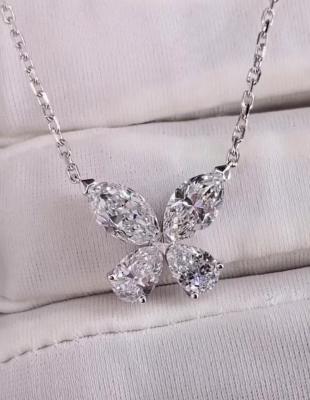 China Butterfly Lab Created Diamond Pendant Necklace with Pear & Marquise Shapes - IGI Certified DEF Color VS-VVS Clarity for sale