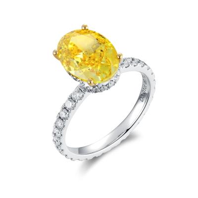 China IGI Certified Lab Grown Fancy Vivid Yellow Oval Diamond Ring 1 Piece VS1 Clarity for sale